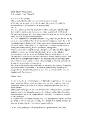 THE NEW Human Resource Manager - CASE STUDY ANALYSIS THE NEW HUMAN RESOURCE MANAGER INSTRUCTIONS ...