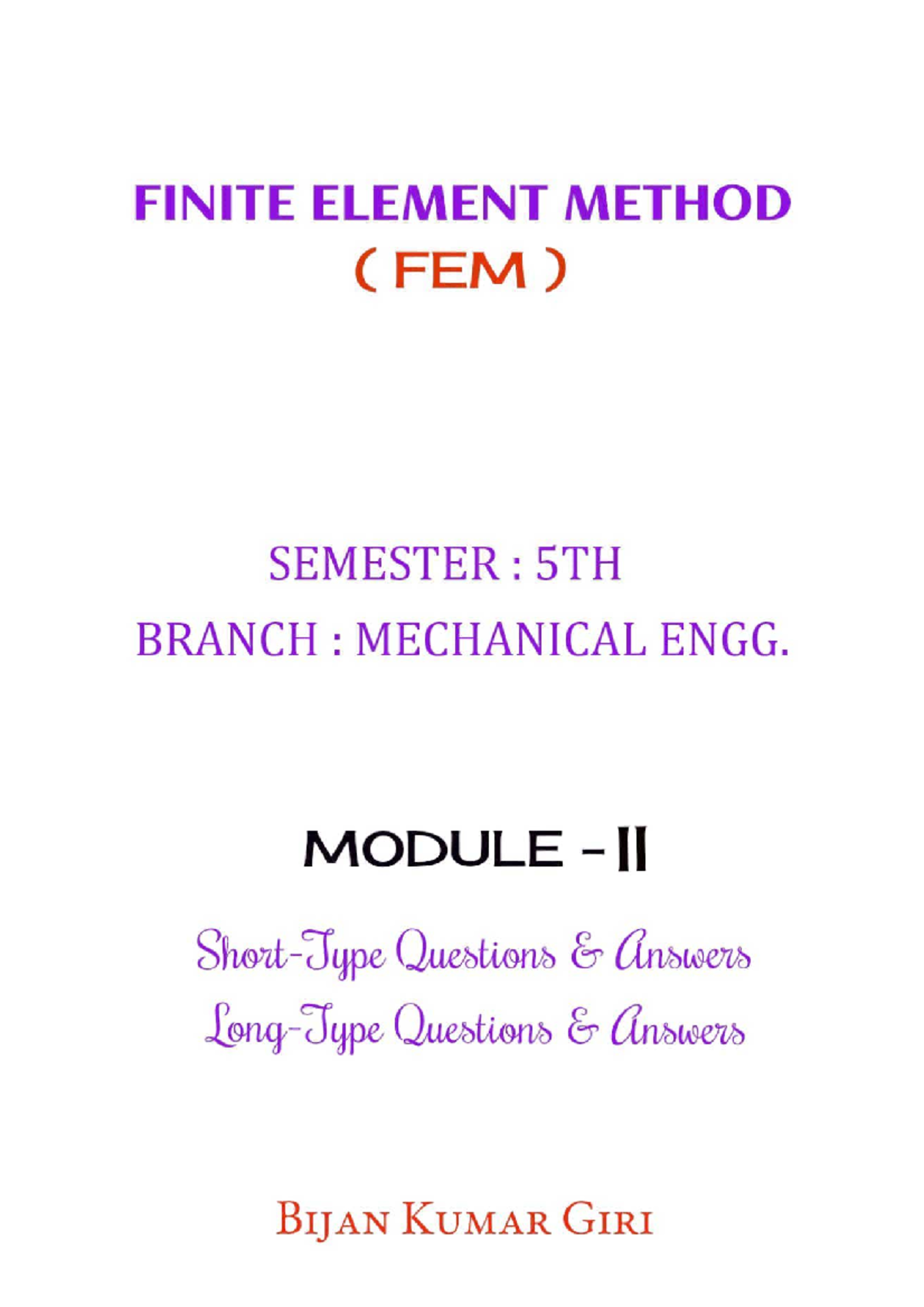 FEM(MOD-2) - Finite Element Method - Studocu