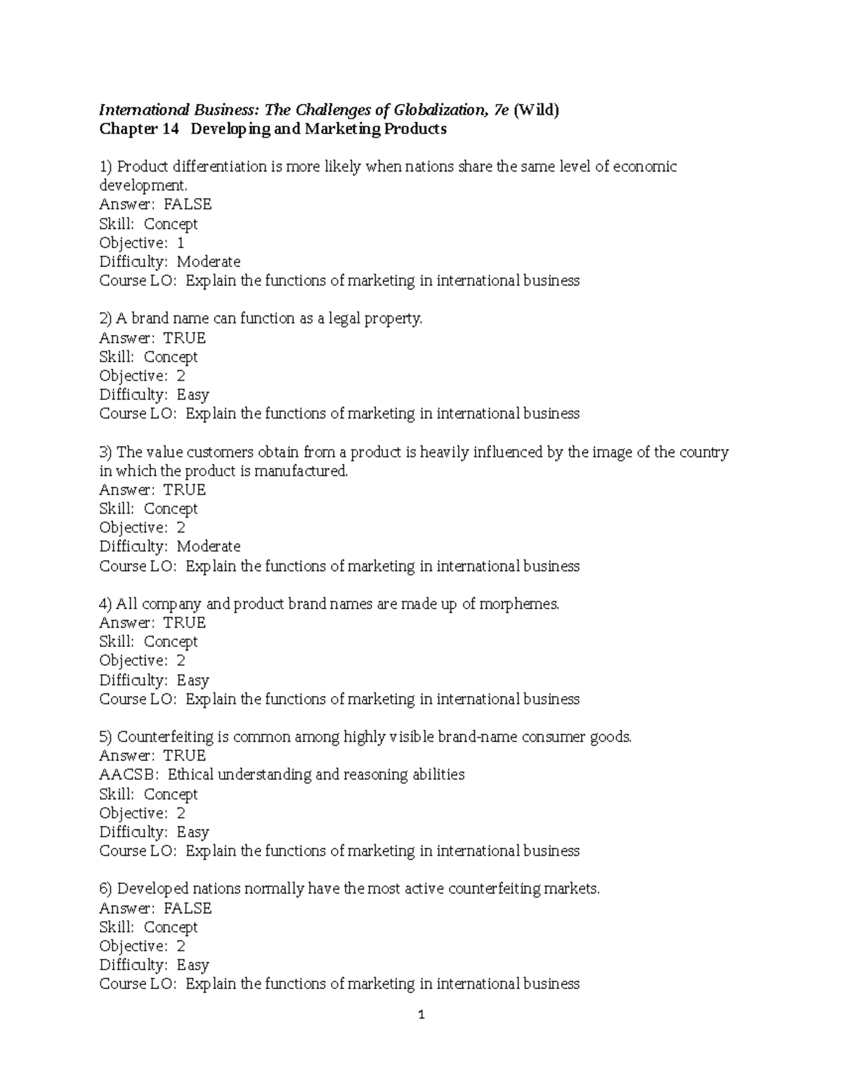Int Bus - Notes for Ch 14 - International Business: The Challenges of ...