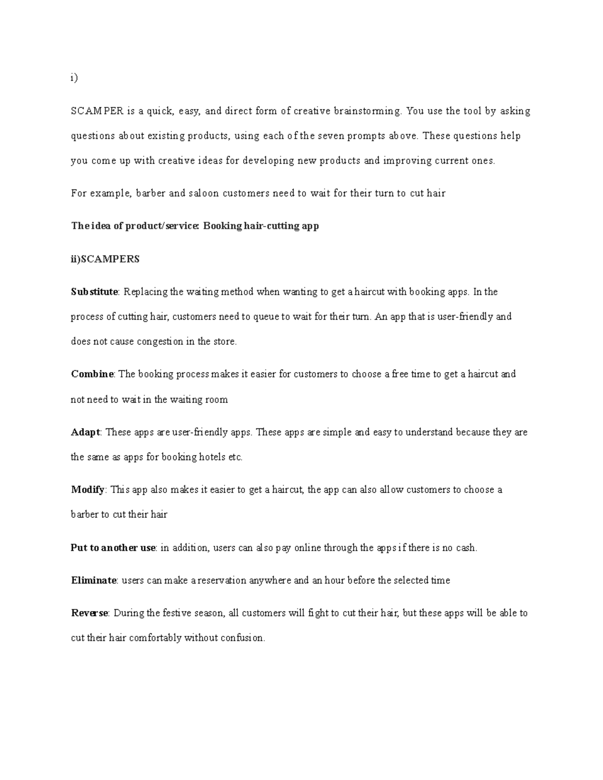 The idea of product - derfthujb htrhtyhty ythyhyth - i) SCAMPER is a ...