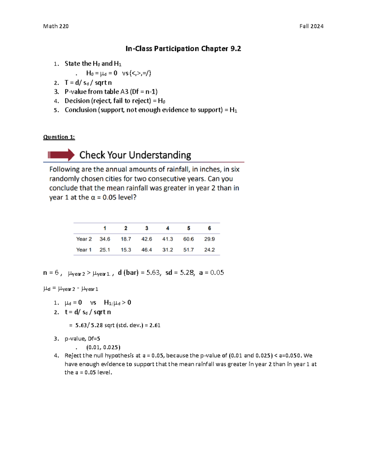 In-class Participation Chapter 9 - Math 220 Fall 2024 In-Class Participation Chapter 9. 1. State ...