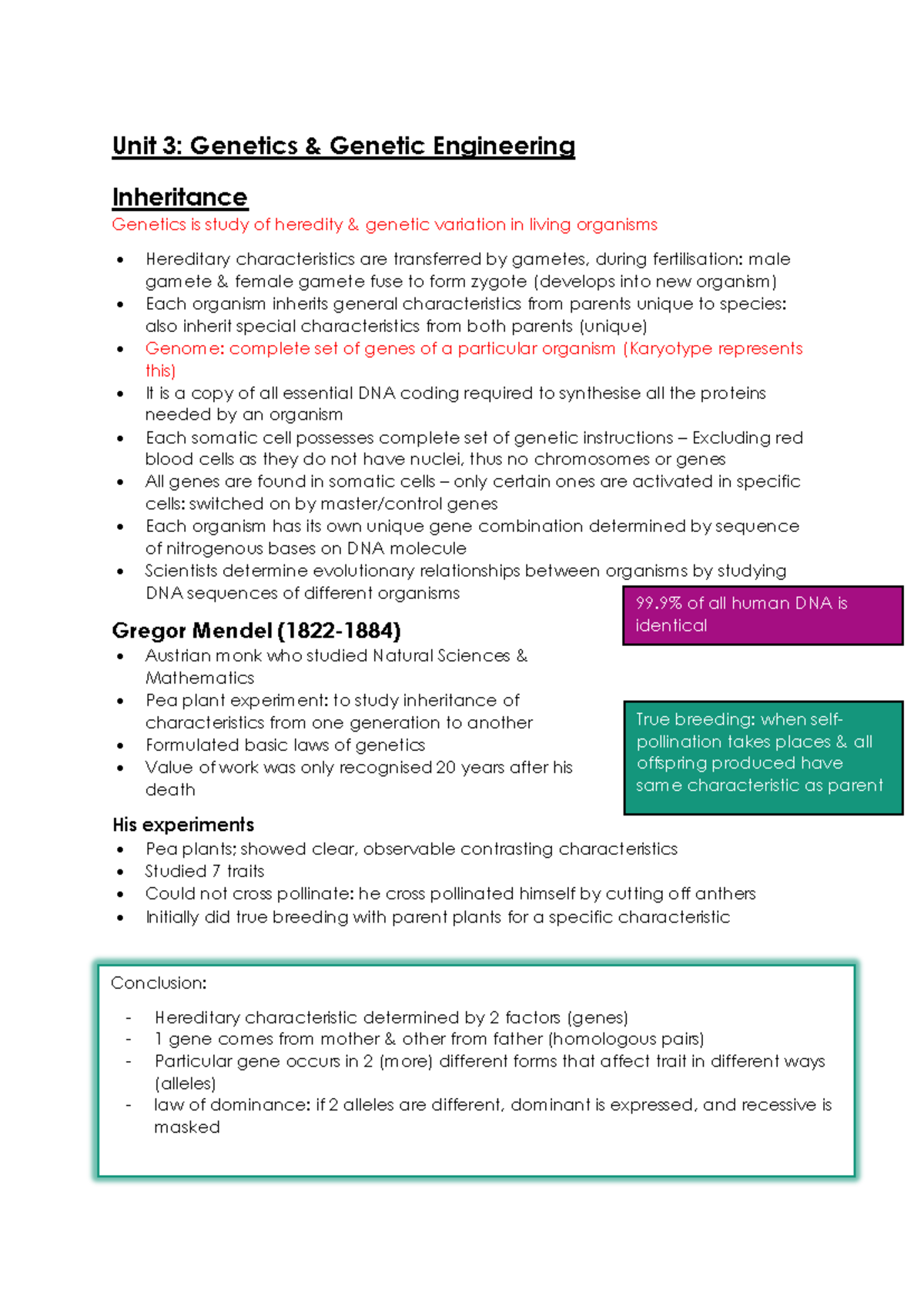 Unit 3 genetics and genetic engineering - Unit 3: Genetics & Genetic ...