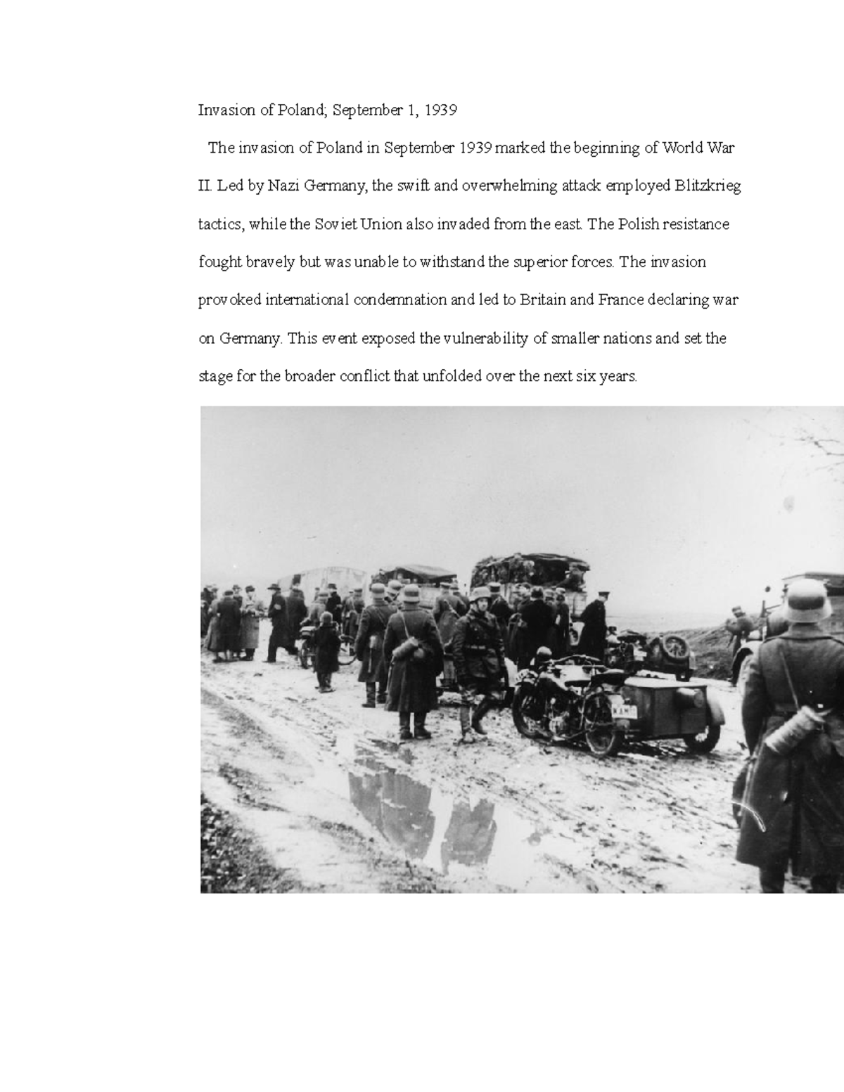 WW2 project - Invasion of Poland; September 1, 1939 TThe invasion of ...