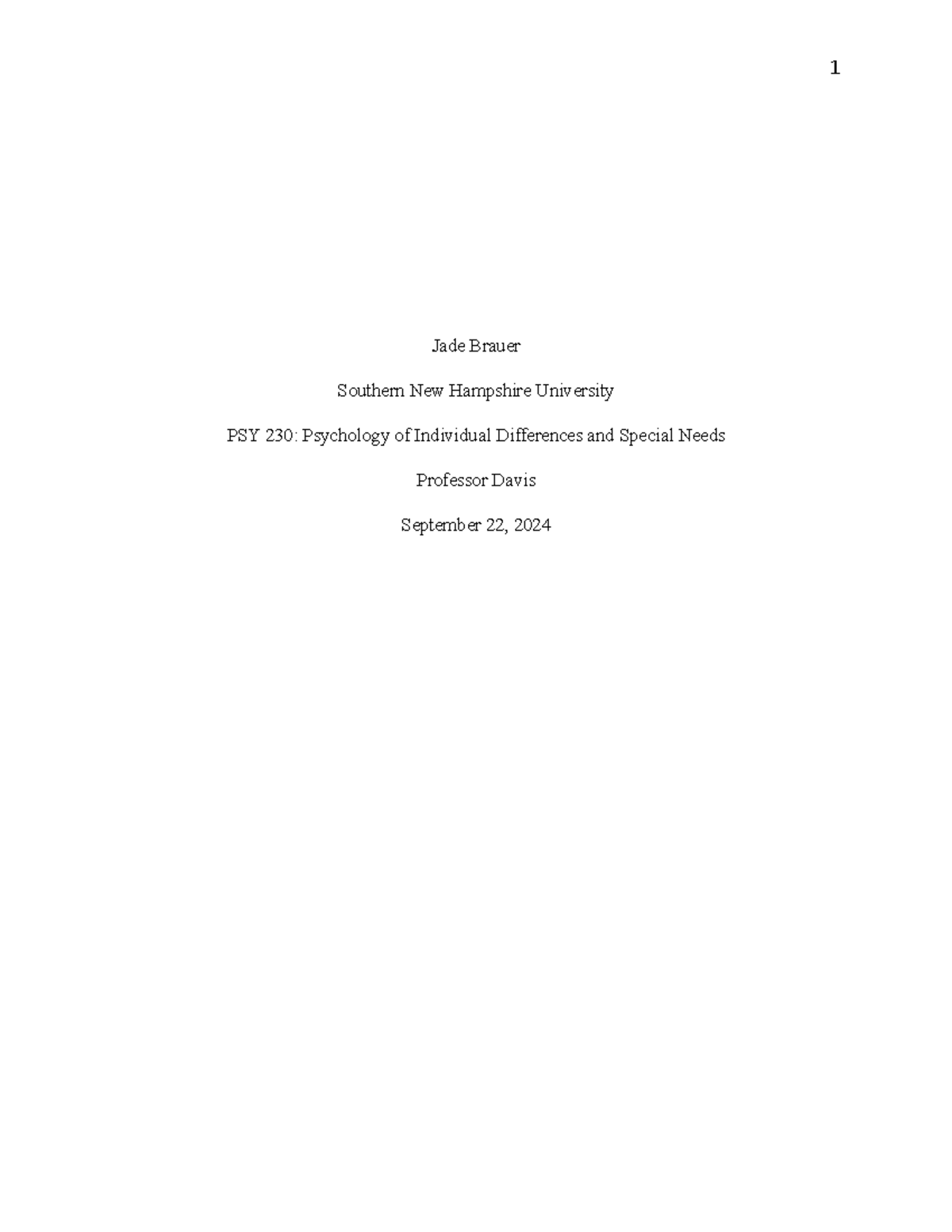 3-2 short paper SLD Assesments rewrite - Jade Brauer Southern New ...