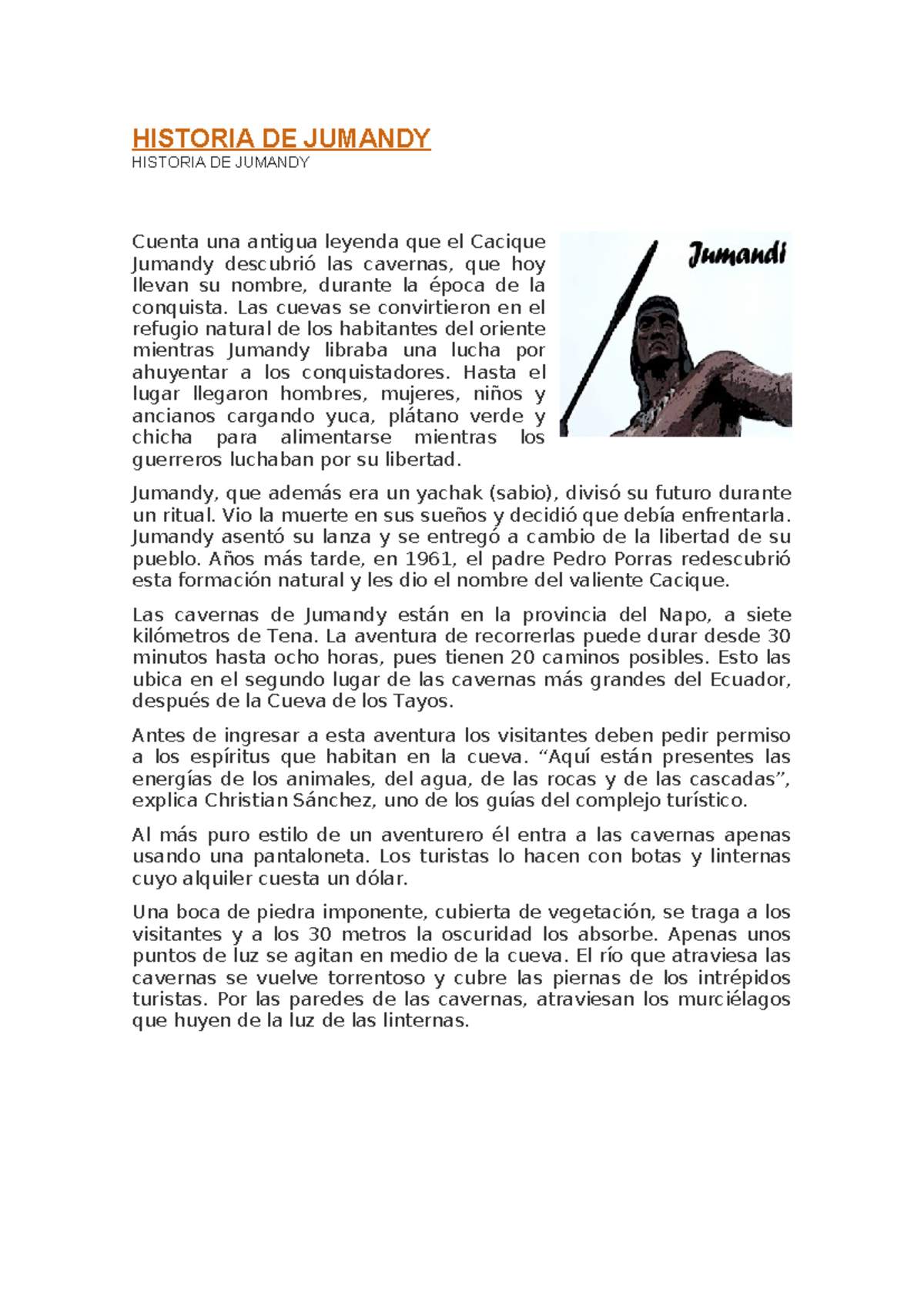 Historia DE Jumandy - Hoola - HISTORIA DE JUMANDY HISTORIA DE JUMANDY ...