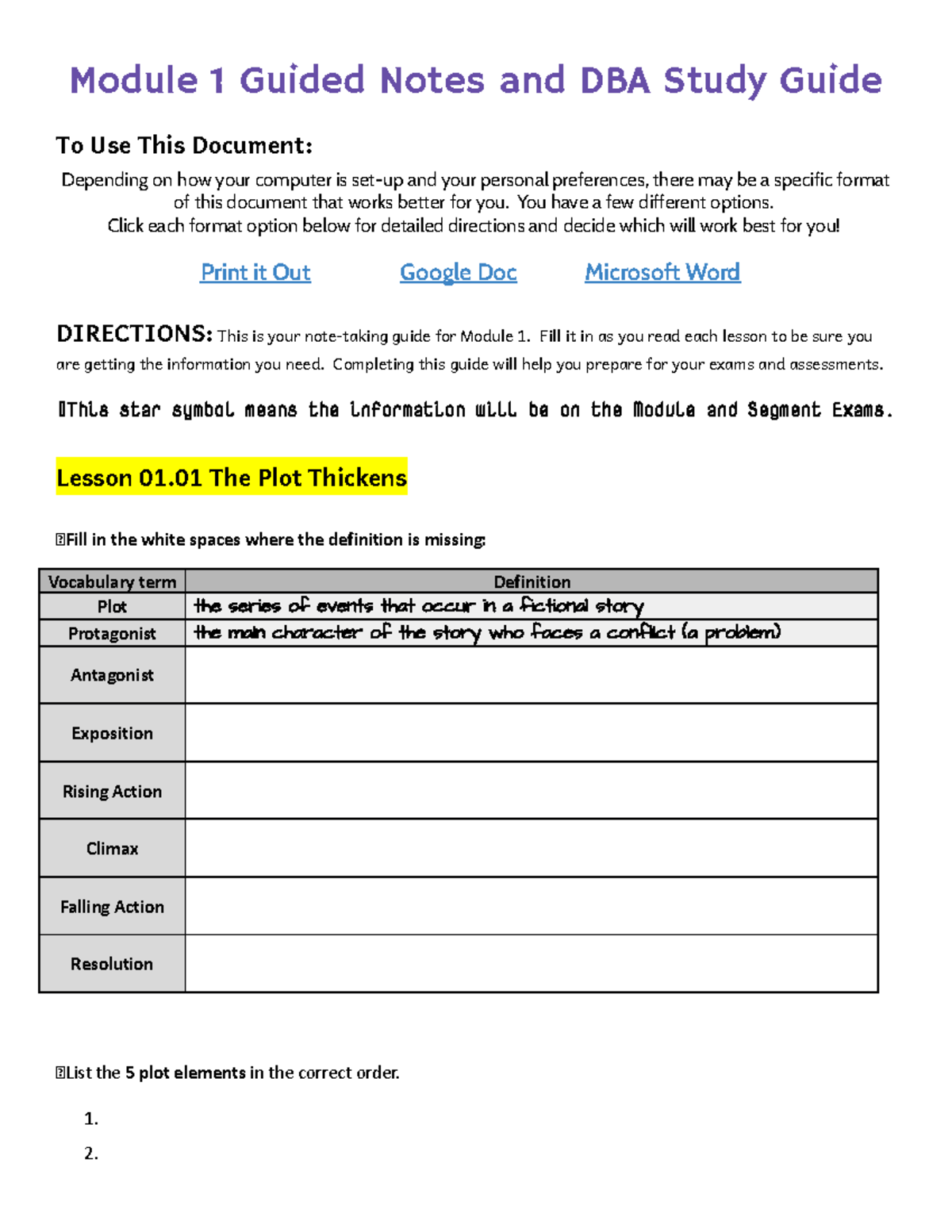 LA1 -Module 1 Guided Notes - v22 - Module 1 Guided Notes and DBA Study ...