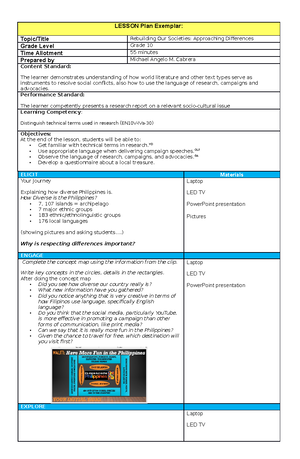 Lesson Plan Exemplar 4th - LESSON Plan Exemplar: Inquiry-Based Teaching ...