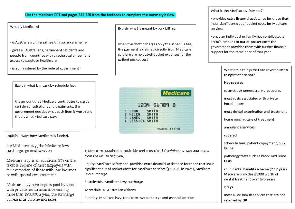 Medicare summary - Use the Medicare PPT and pages 233-238 from the ...