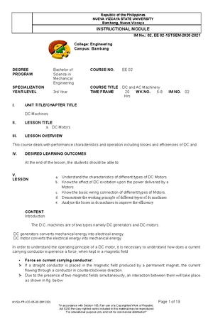 IM 2 EE TECH - EE TECH Lecture Notes BSEE 1 - NUEVA VIZCAYA STATE ...