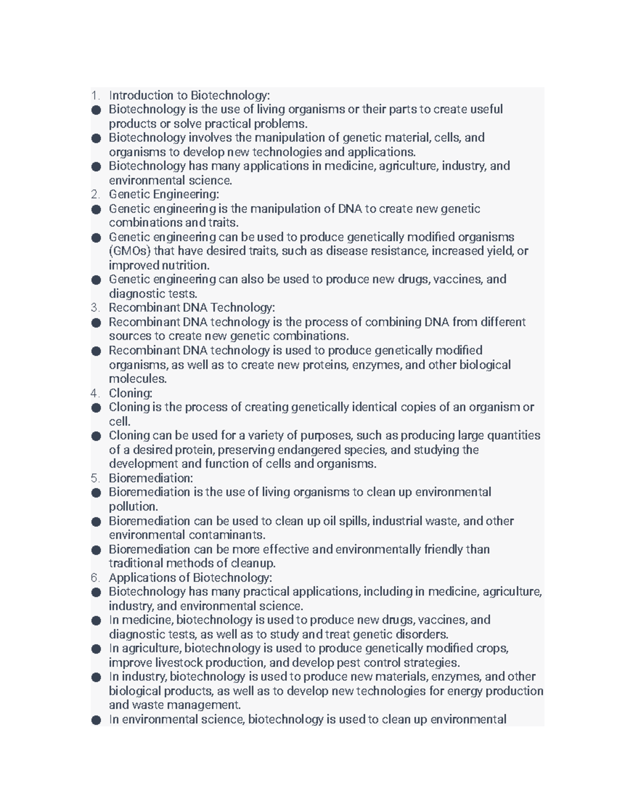 Introduction to Biotechnology - Biotechnology involves the manipulation ...