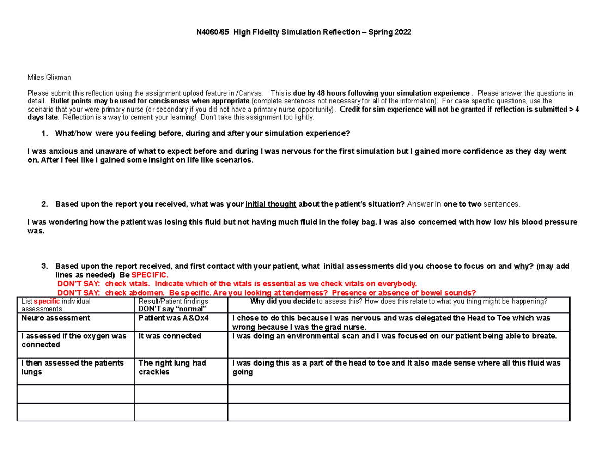 N4060 4065 sim reflection Spring 2022 - Miles Glixman Please submit ...