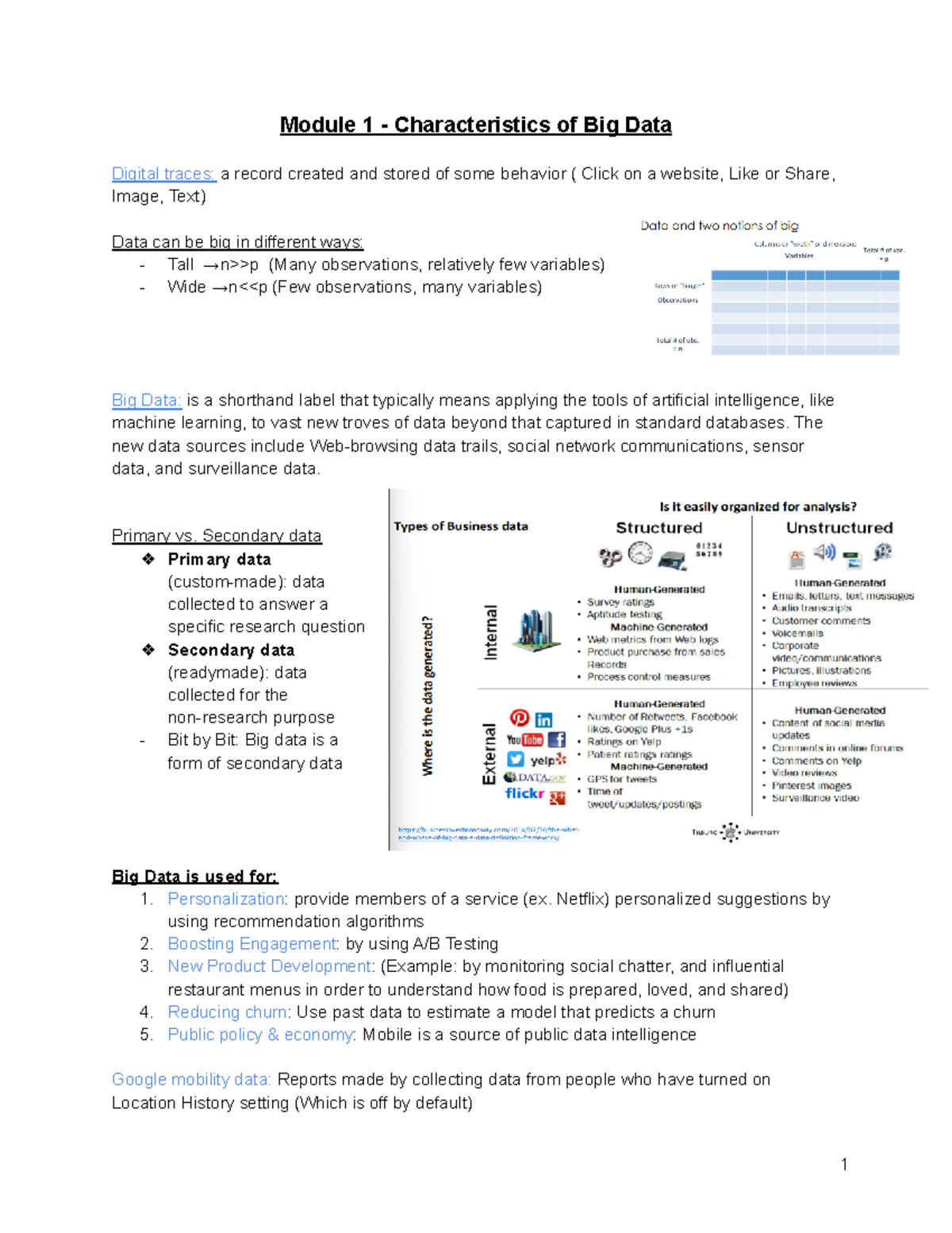 Marketing Analytics for Big Data - Module 1 - Characteristics of Big Data Digital traces: a ...