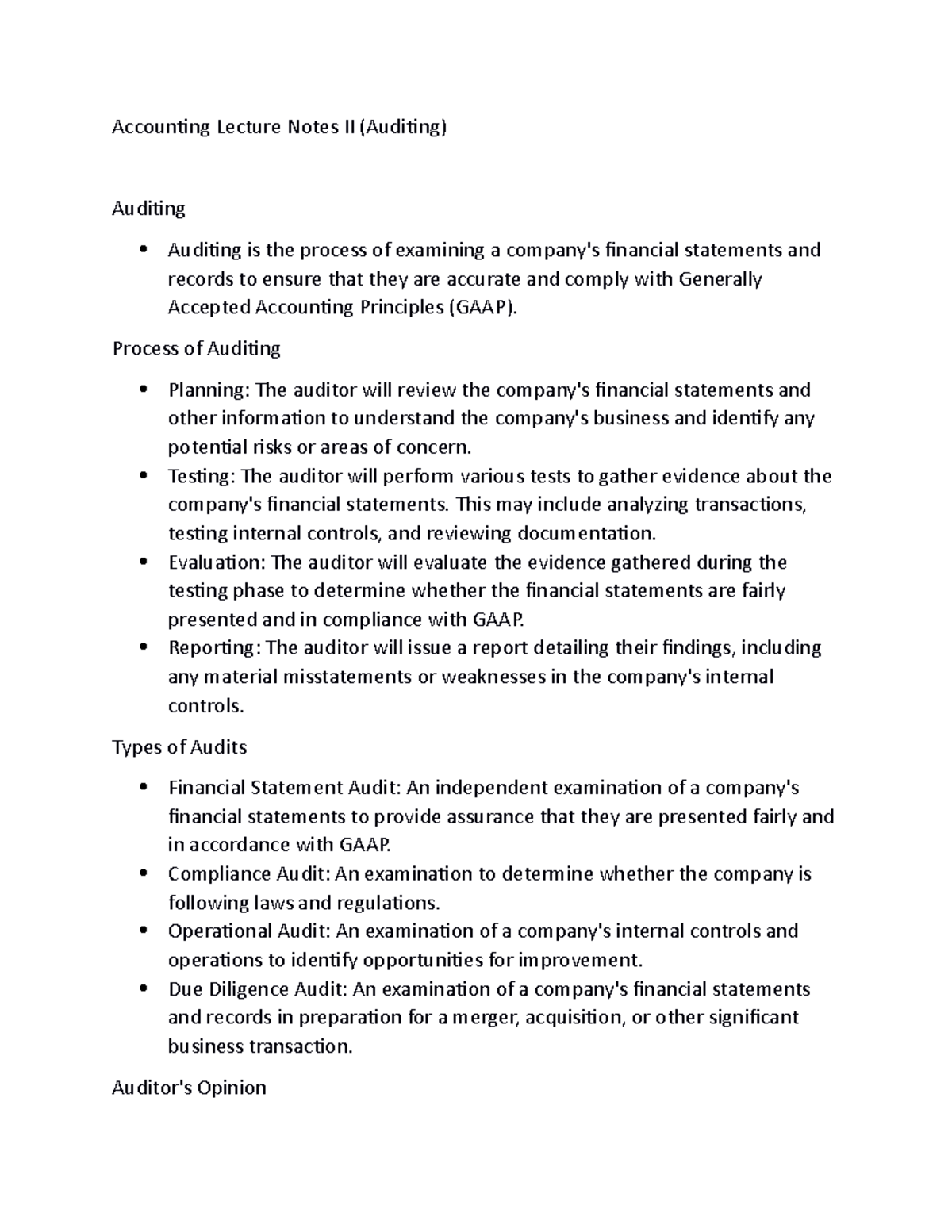 Accounting Lecture Notes II (Auditing Chapter) - Accounting Lecture ...