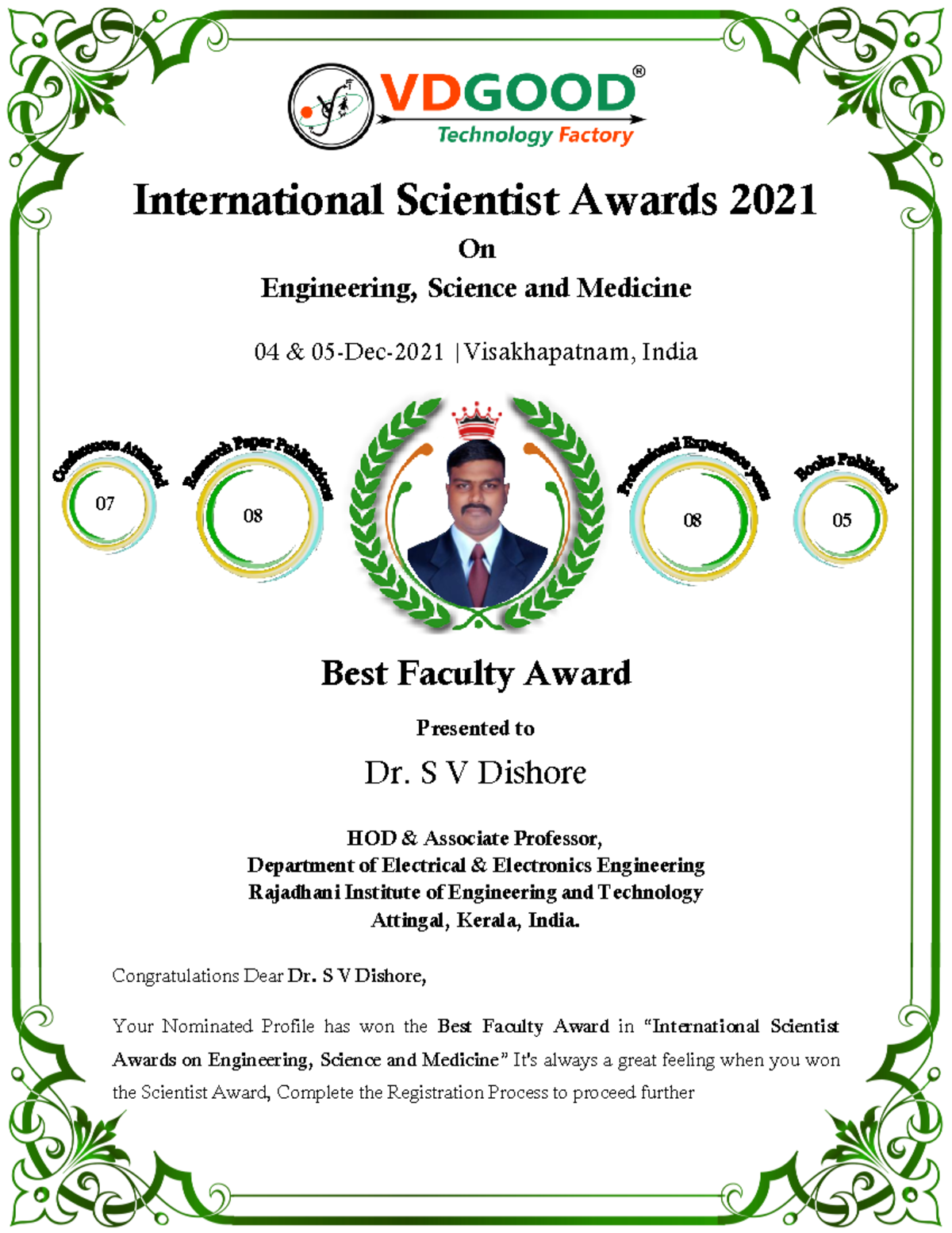 Dr. S V Dishore - VISA Declaration Letter - International Scientist ...