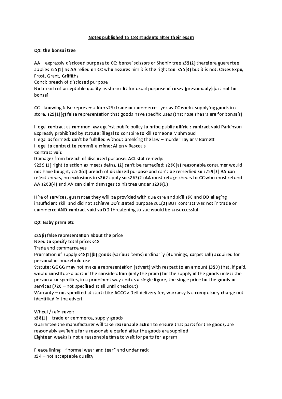 Contracts B Exam Notes - Notes published to 183 students after their ... Contracts B Exam Notes - Notes published to 183 students after their ...