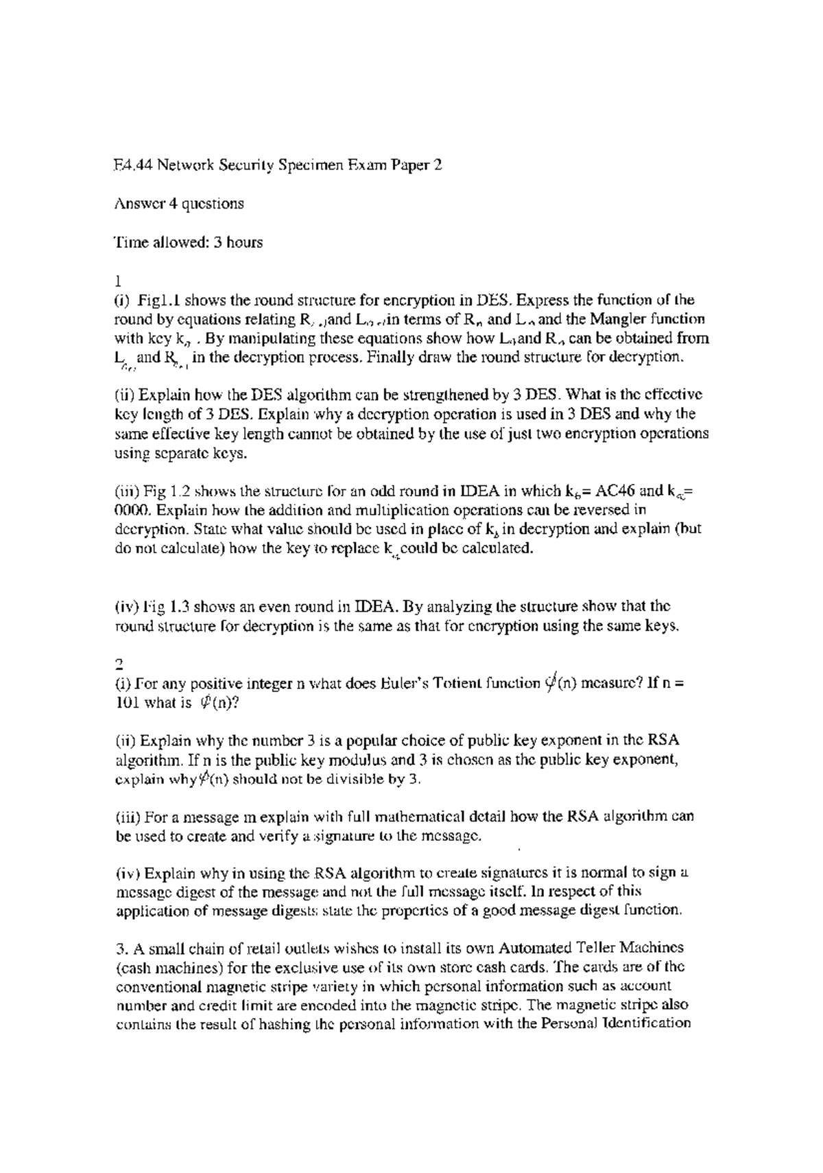 Sample/practice exam 1 May 2012, questions - E4 Network Security ...