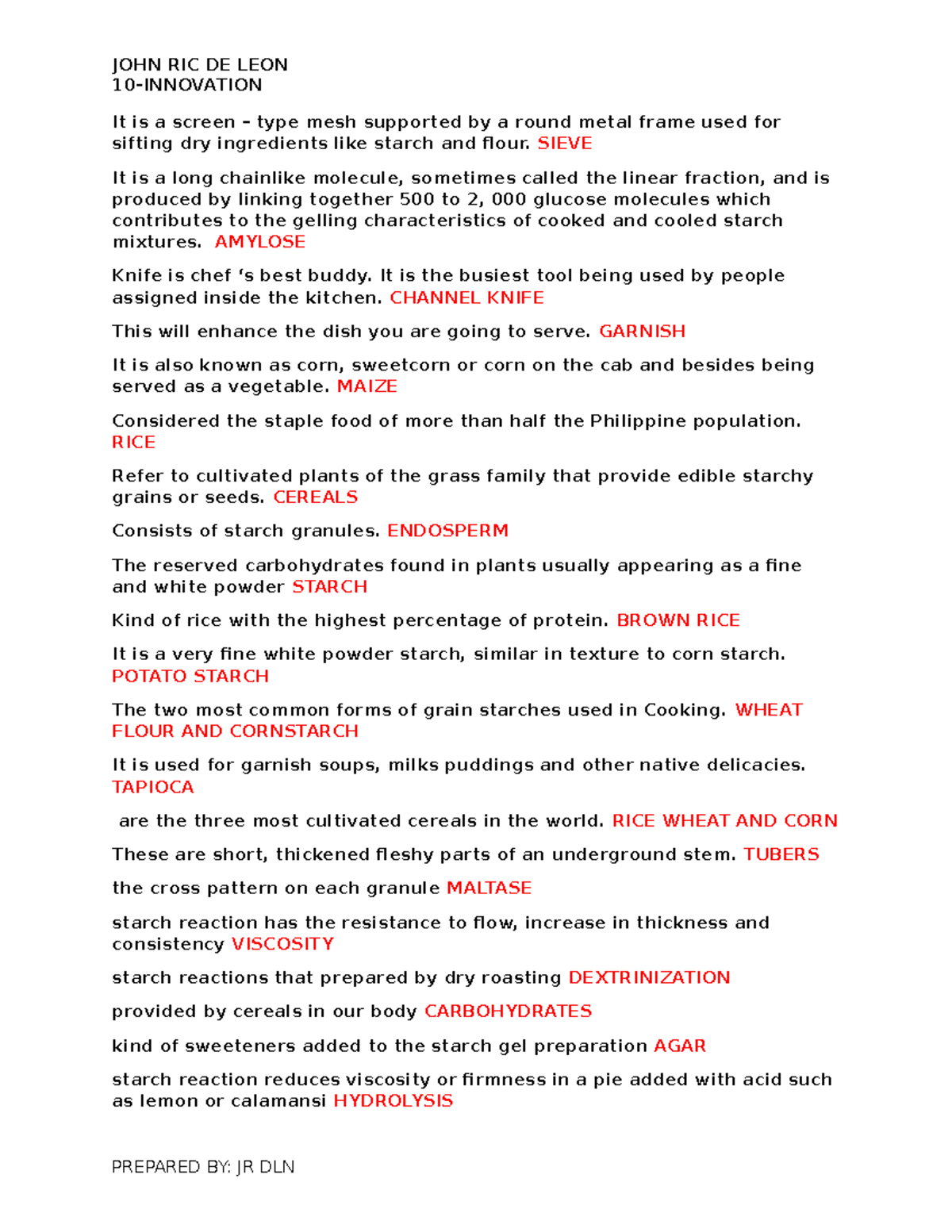 TLE 10 Cookery Reviewer - JOHN RIC DE LEON 10-INNOVATION It is a screen ...