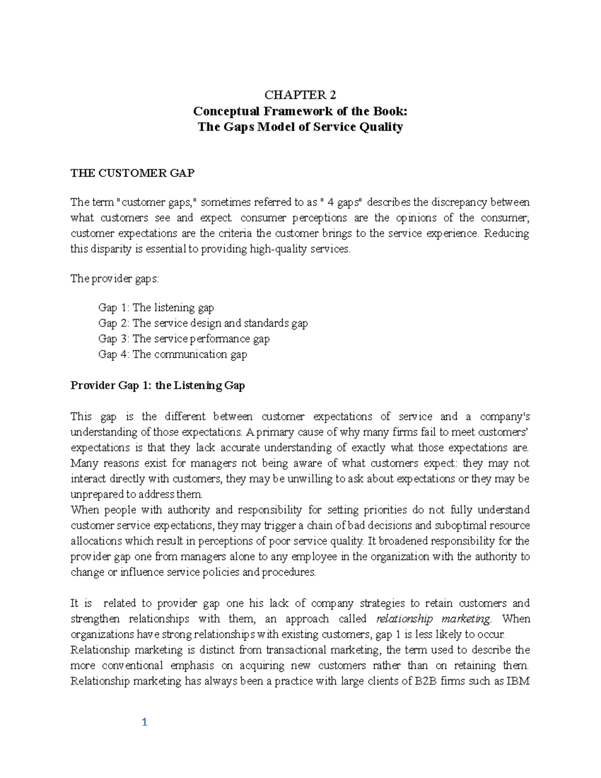 Chapter 2 Gap model of service quality - CHAPTER 2 Conceptual Framework ...
