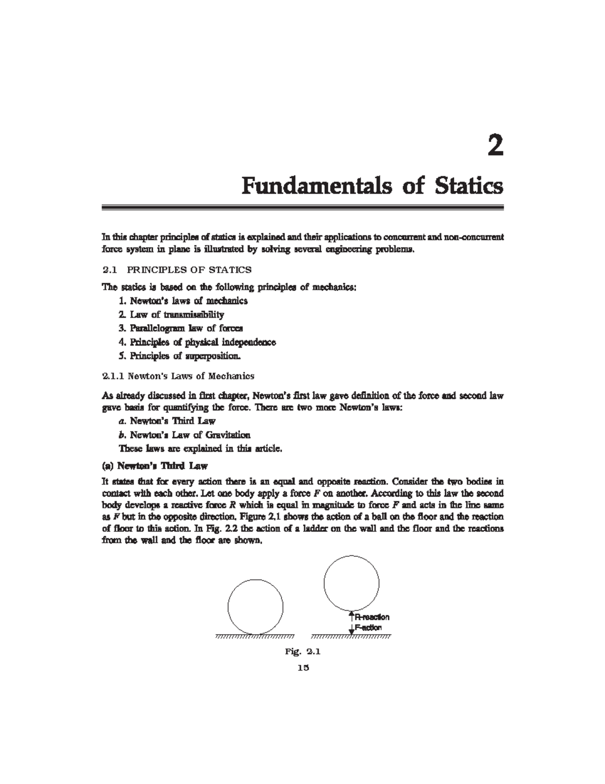 Introduction to Mechanics Chapter 2 - 2 PRINCIPLES OF STATICS 2.1 ...