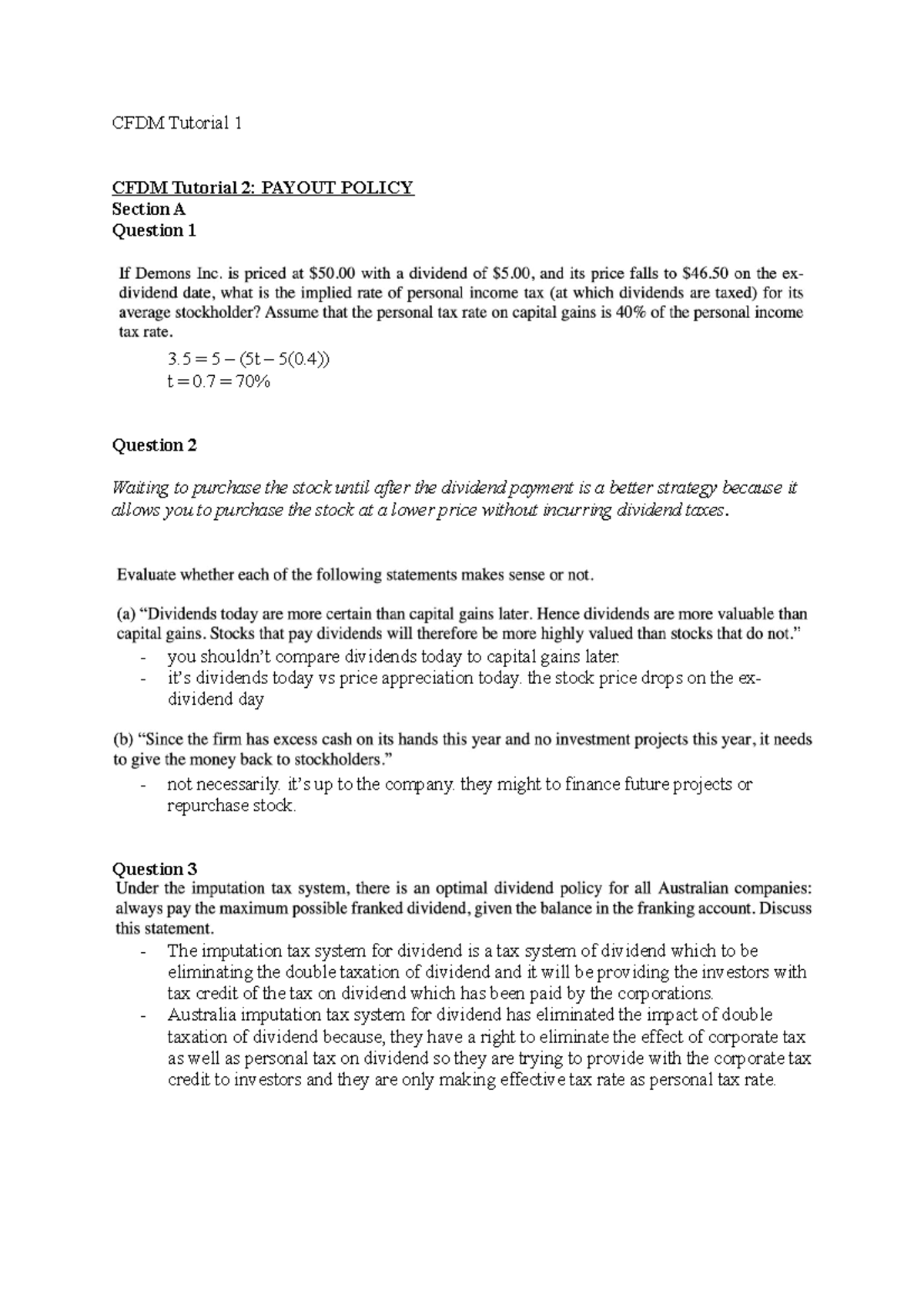 Cfdm tutorial 2 - CFDM Tutorial 1 CFDM Tutorial 2: PAYOUT POLICY ...