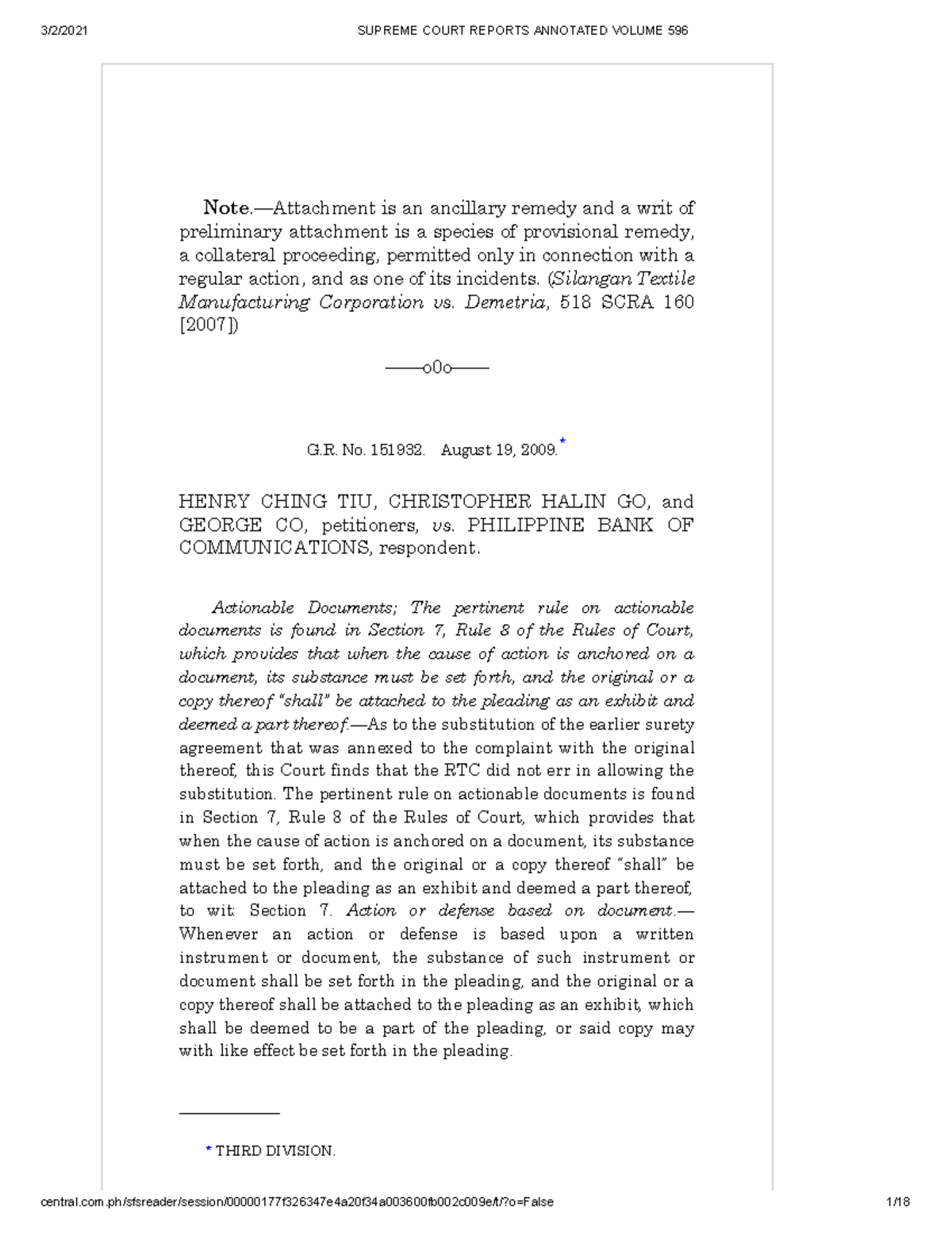 TIU - Lecture notes 123123 - Note .—Attachment is an ancillary remedy ...