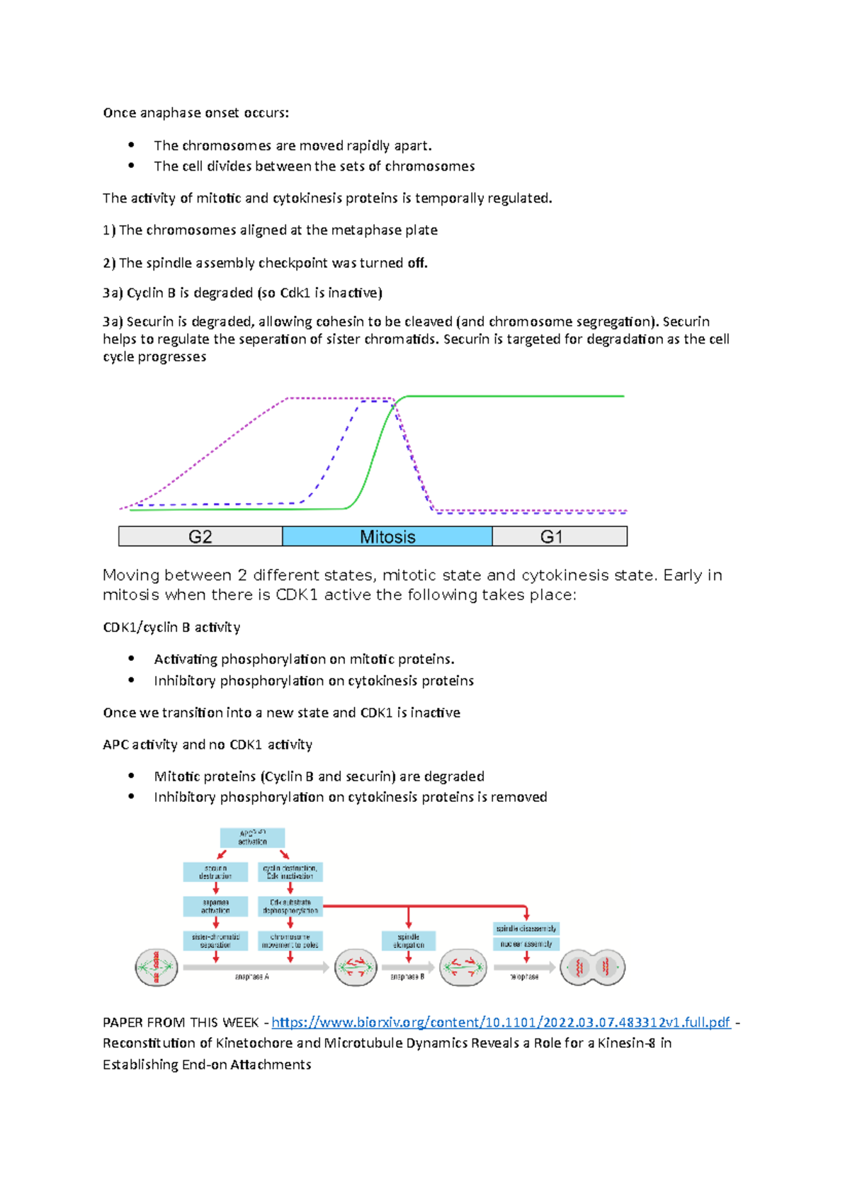 Lecture 3 - chromosome seperation - BIOL3481 - DUR - Studocu