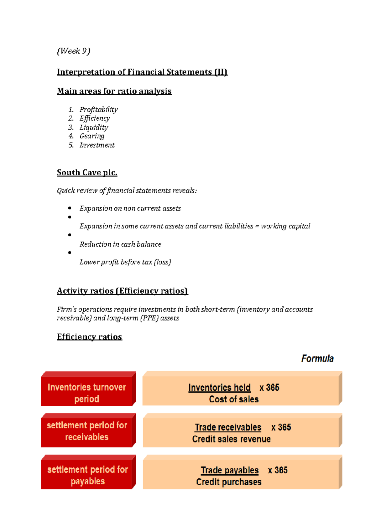 FA week 9 lecture notes - (BSc) Business and Management Year 1 takes ...