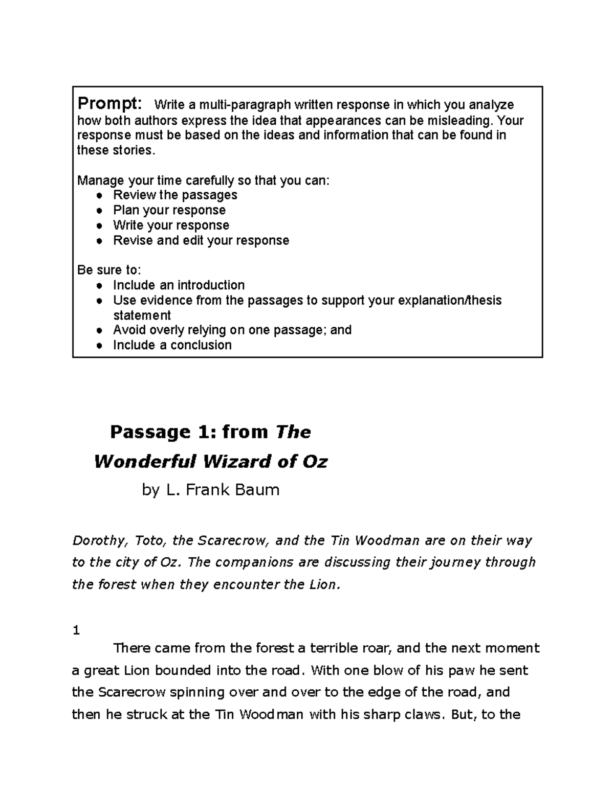 Wonderful+Wizard+of+Oz+and+Lion+and+Mouse+Excerpt+ - Prompt: Write a ...