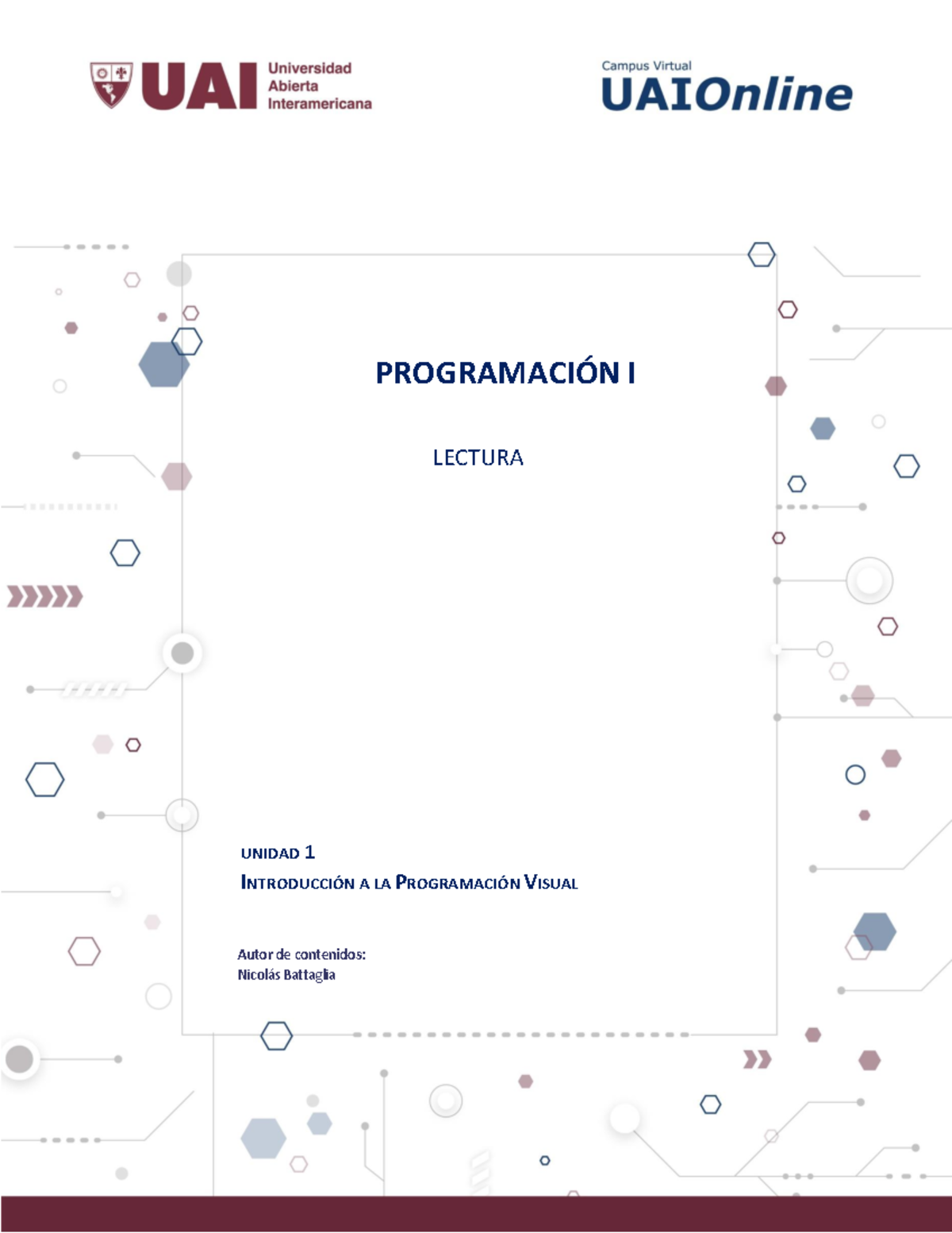 Unidad 1 - Clase 2 - Lectura - PROGRAMACI”N I LECTURA UNIDAD 1 ...