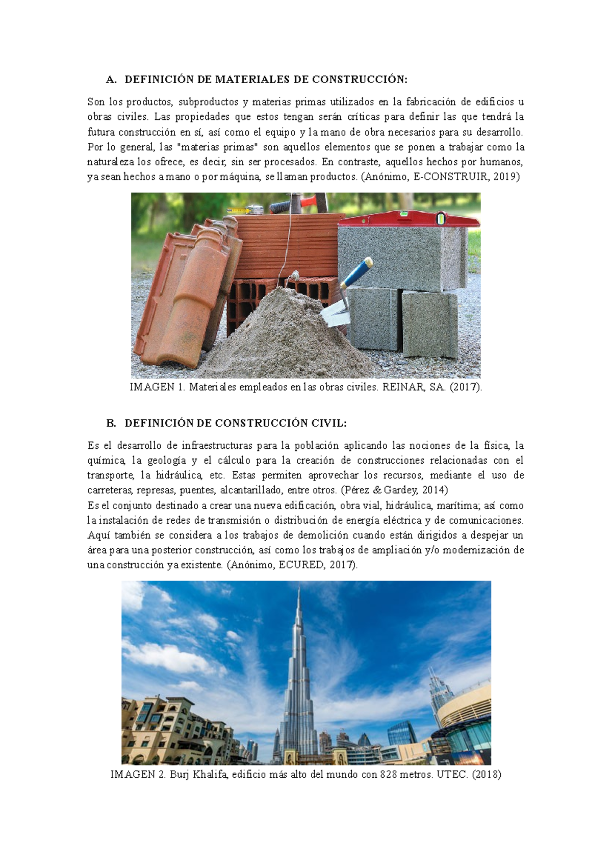 Tecnología materiales de construcción - A. DEFINICIÓN DE MATERIALES DE ...