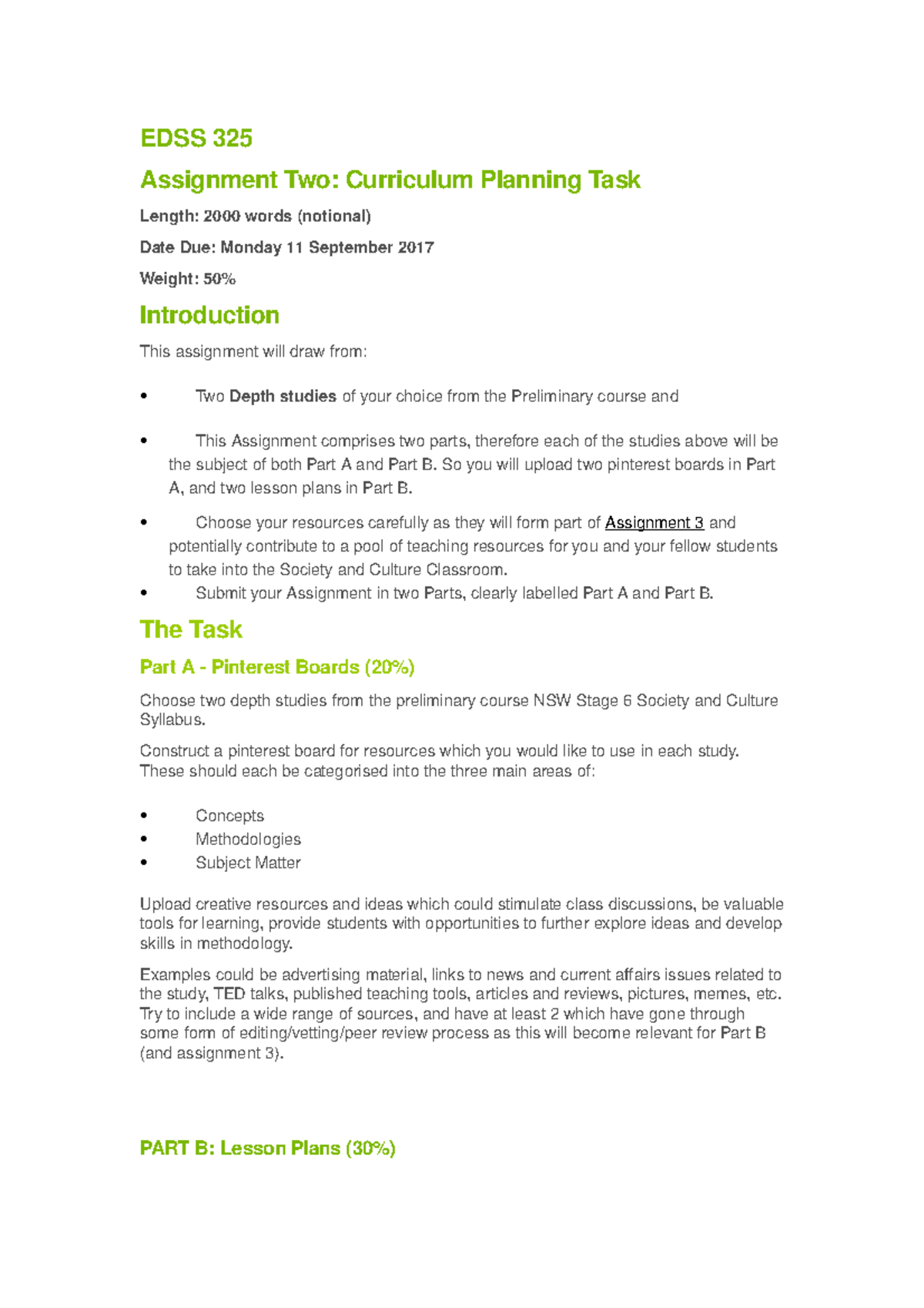 EDSS 325 Assignment Two instructions - EDSS 325 Assignment Two ...