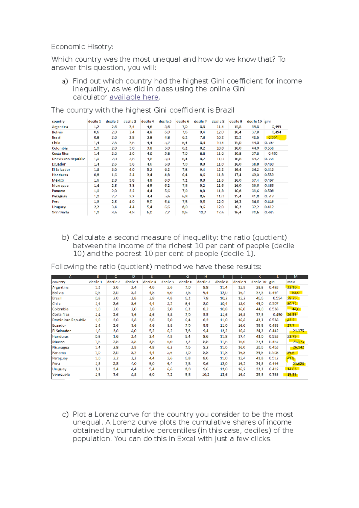 Economic Hisotry 2 - practice 2 - Economic Hisotry: Which country was ...
