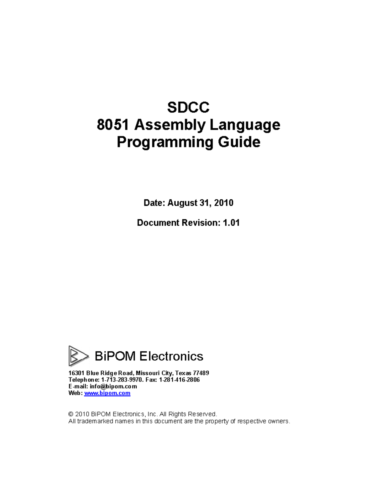 SDCC Asssembly Language Programming Guide - SDCC 8051 Assembly Language Programming Guide Date ...