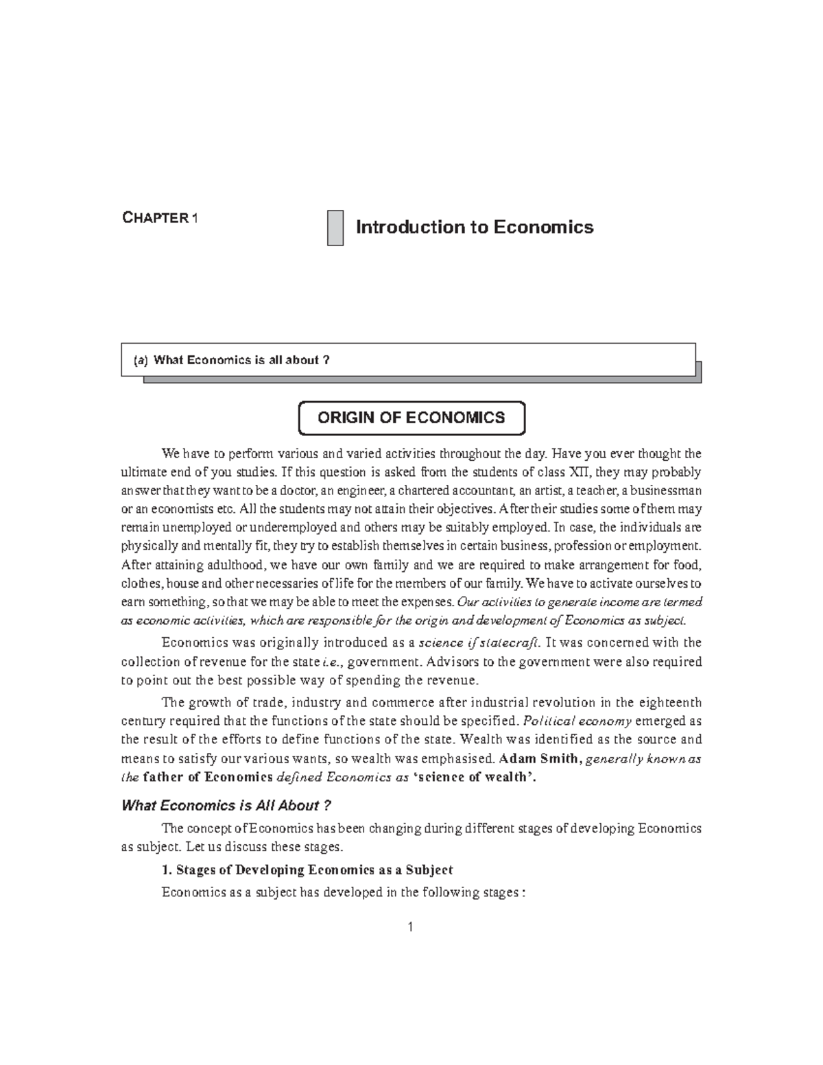 Fundamental 1 - 1 Introduction to Economics CHAPTER 1 (a) What ...