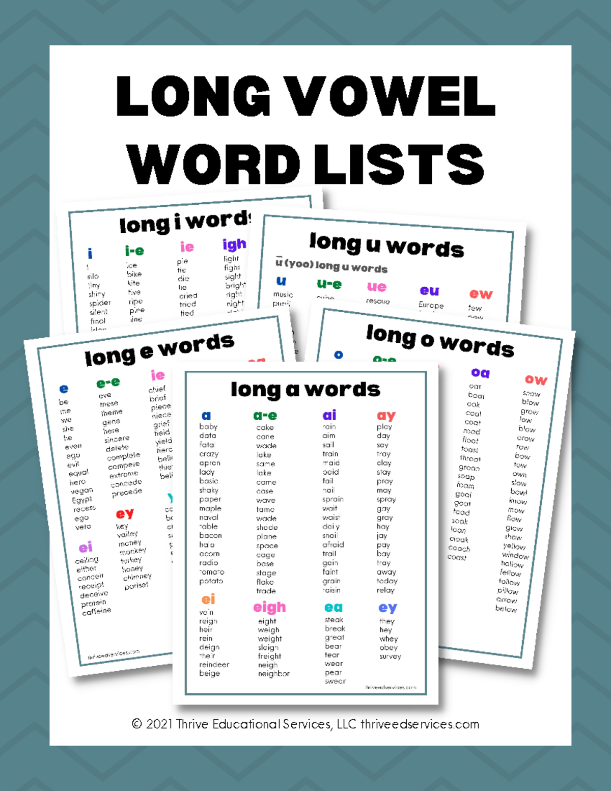 Long vowel word lists freebie pdf - LONG VOWEL WORD LISTS © 2021 Thrive ...