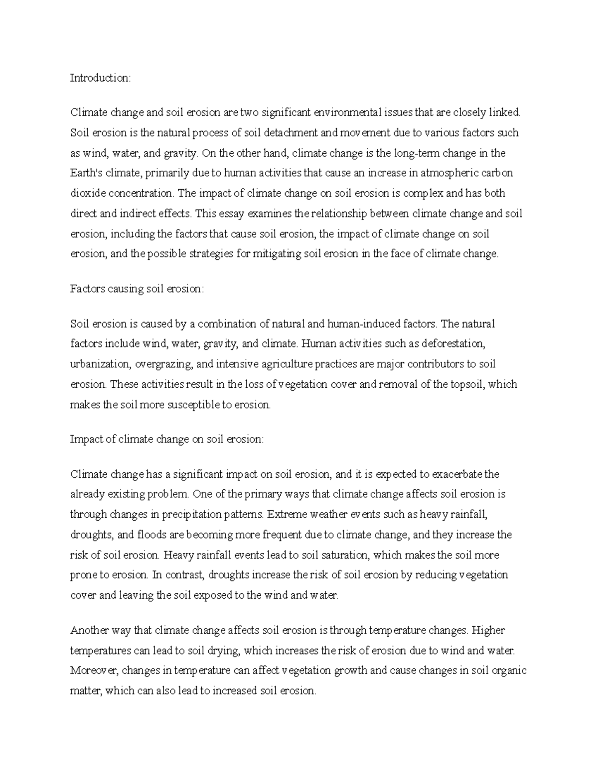 Title The Relationship between Climate Change and Soil Erosion ...