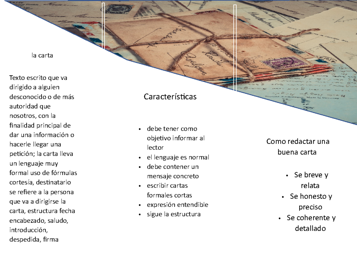 Folleto Carta Erika - X.. - Se breve y relata Se honesto y preciso Se ...