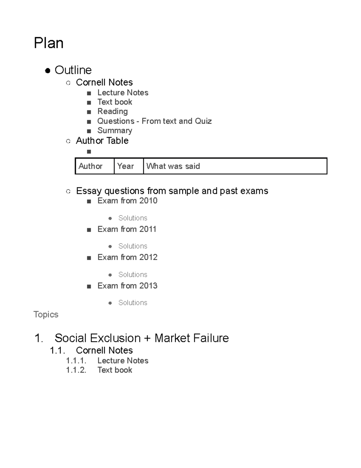 01 - Revision Plan - See the title - Plan Outline Cornell Notes Lecture ...