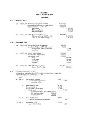 IA2 - Chapter 5 - CHAPTER 5 BIOLOGICAL ASSETS PROBLEMS 5-1. A 11. E (Land Impr) 21. A C 12. A 22 ...