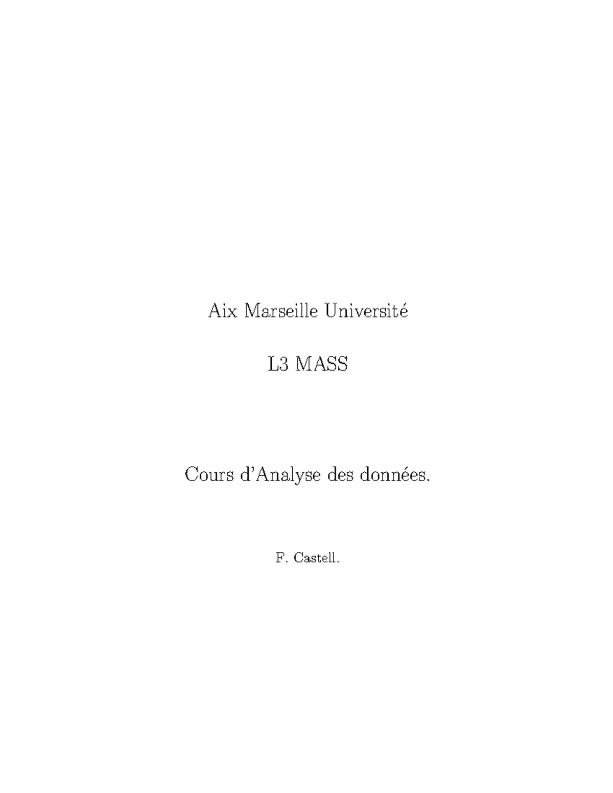 Cours d’Analyse des données - Aix Marseille Universit ́e L3 MASS Cours ...