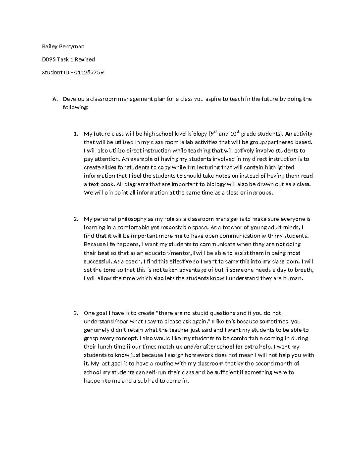 D095 task 1 - Bailey Perryman - Bailey Perryman D095 Task 1 Revised ...