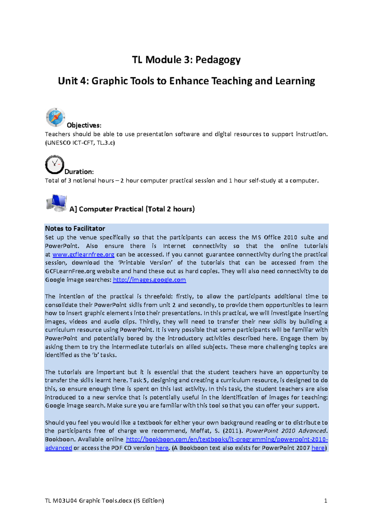 Tl m03u04 graphic tools 0 - TL Module 3: Pedagogy Unit 4: Graphic Tools to Enhance Teaching and ...