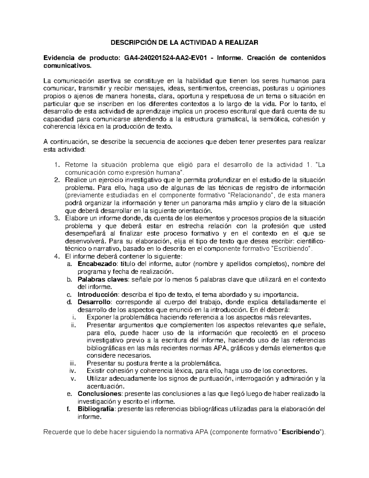 GA4-2402015 24-AA2-EV01 Informe Creación de contenidos comunicativos - DESCRIPCIÓN DE LA ...