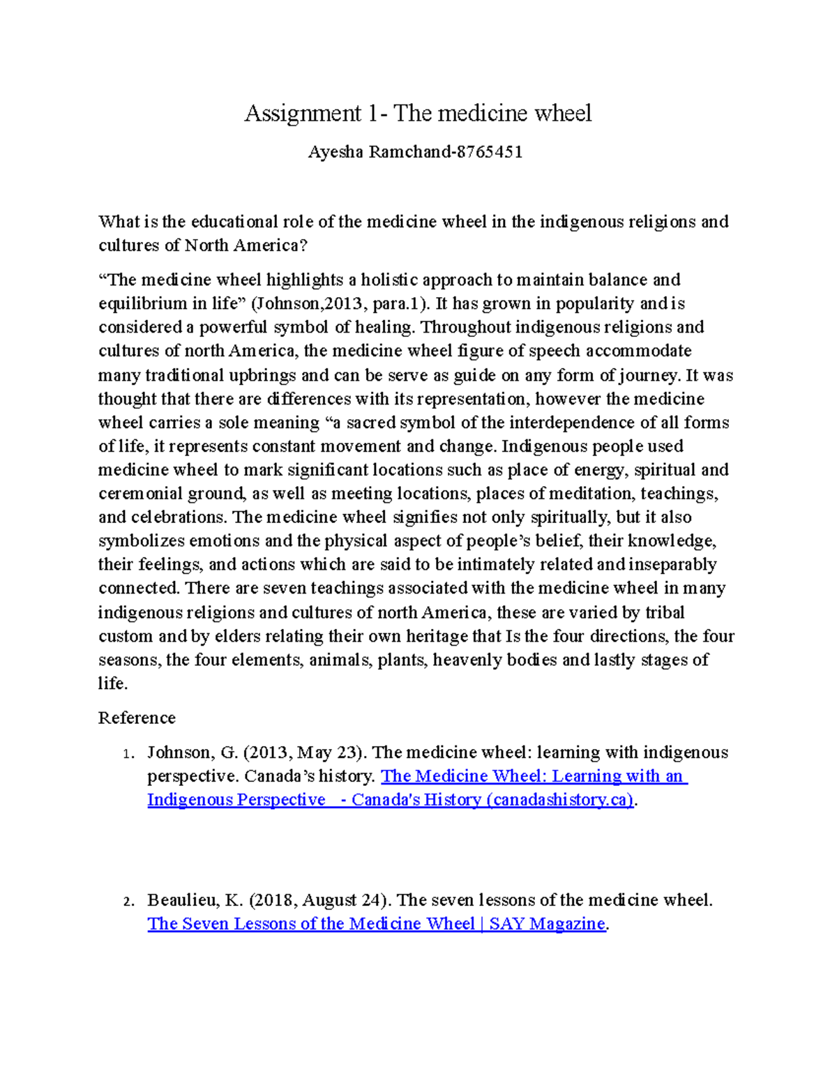 constructing of medicine wheel - RELS73200 - Conestoga College - Studocu