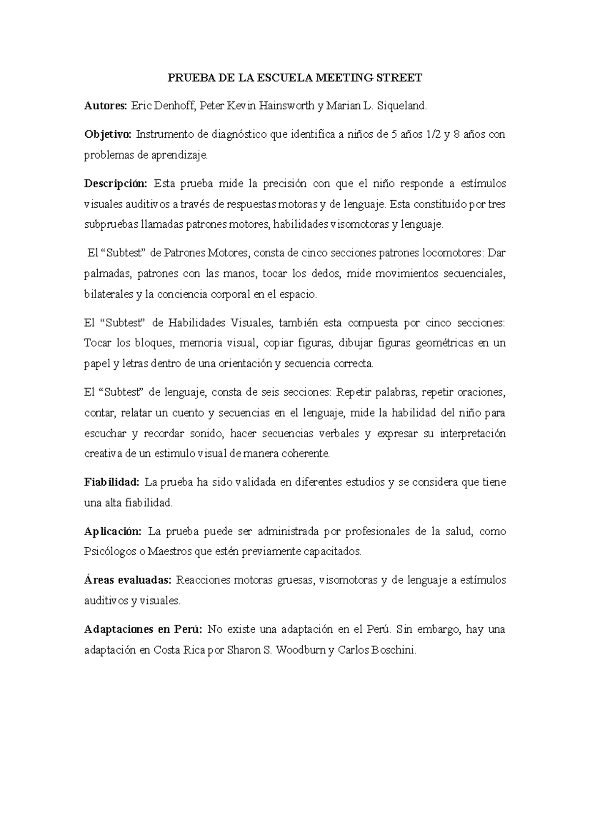 Prueba de la Escuela Meeting Street - PRUEBA DE LA ESCUELA MEETING ...