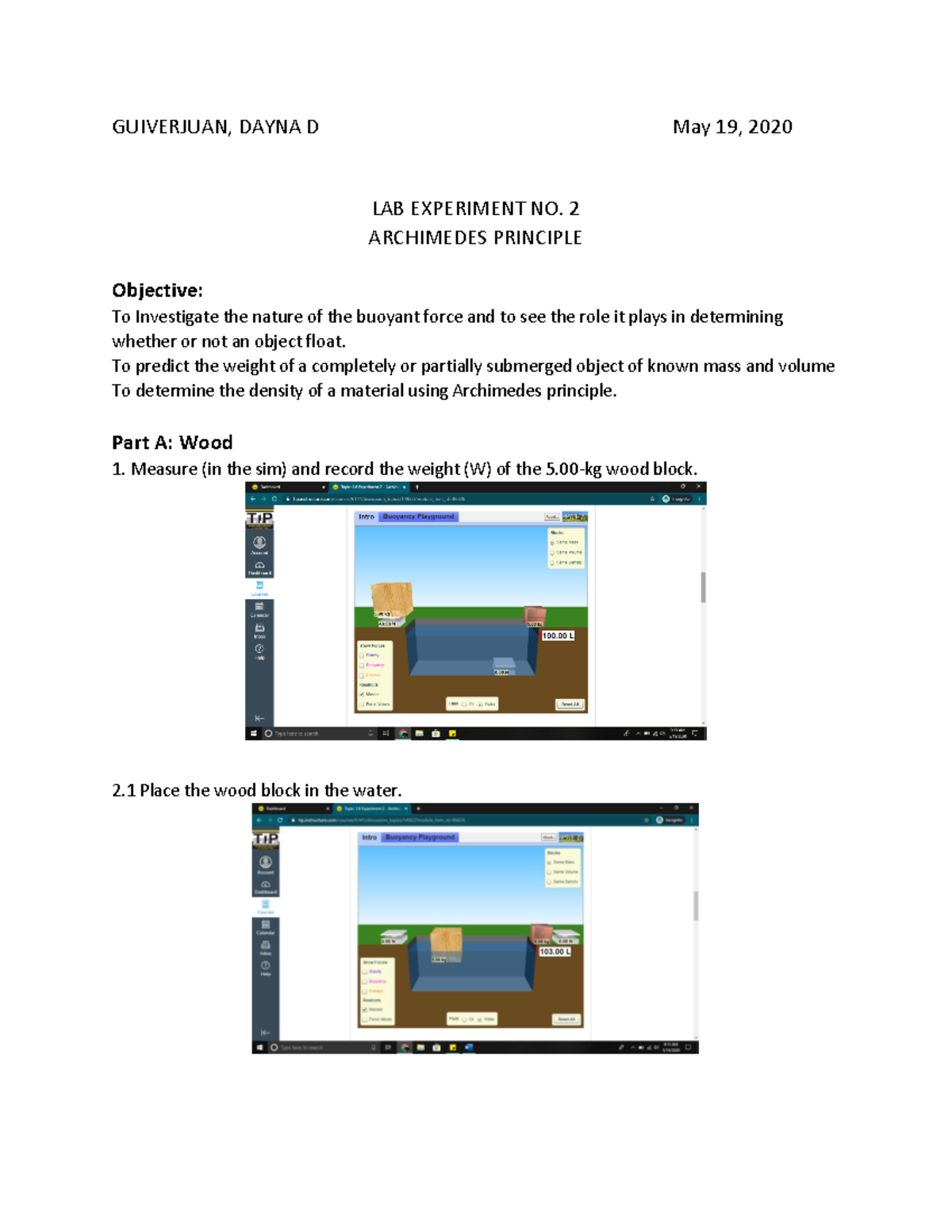 archimedes principle experiment - Warning: TT: undefined function: 32 ...