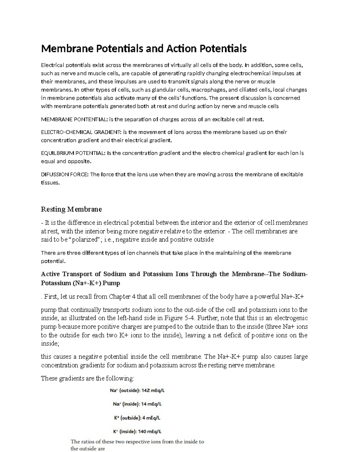 Membrane Potentials and Action Potentials - Membrane Potentials and ...