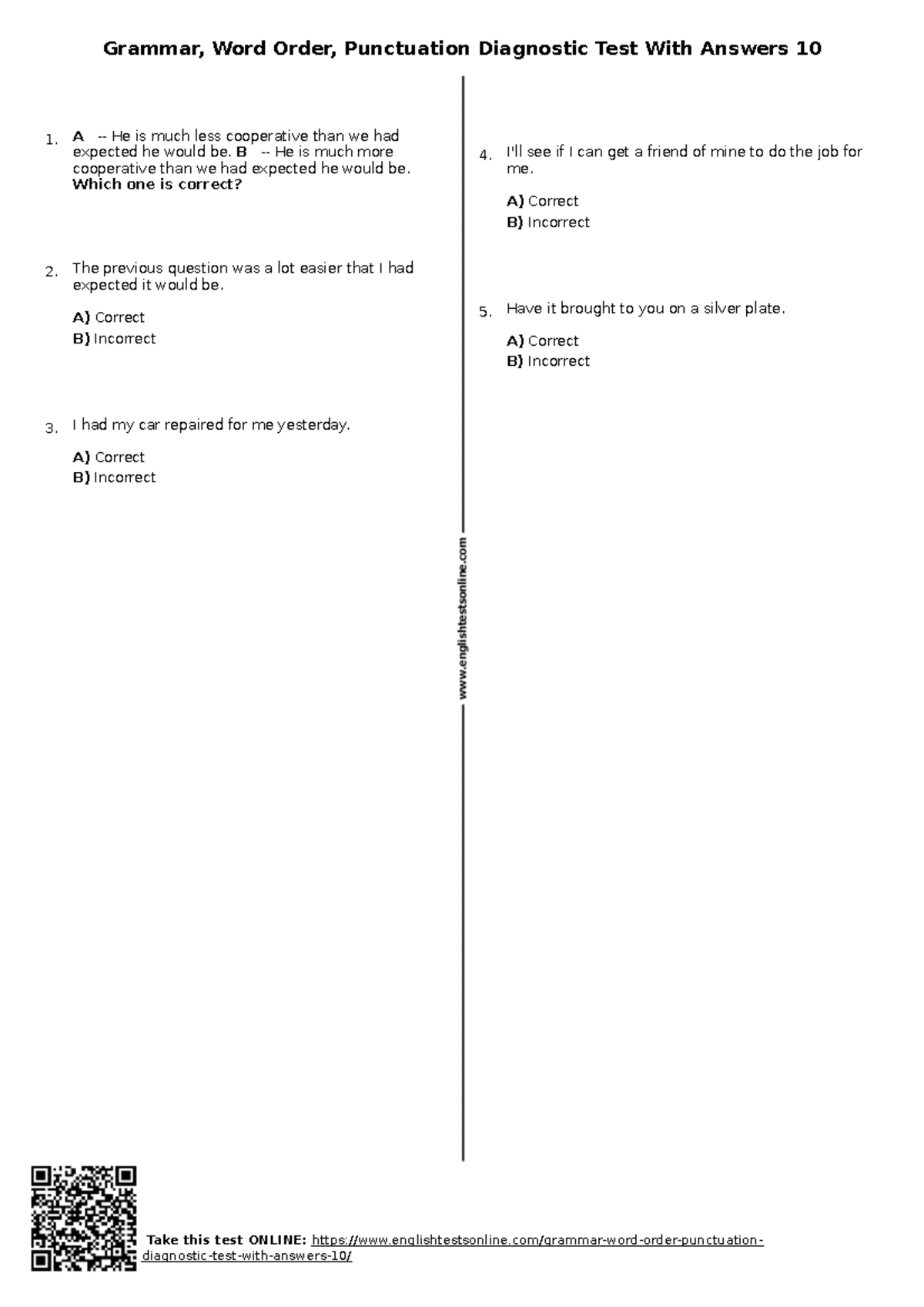 626 grammar-word-order-punctuation-diagnostic-test-with-answers-10 ...