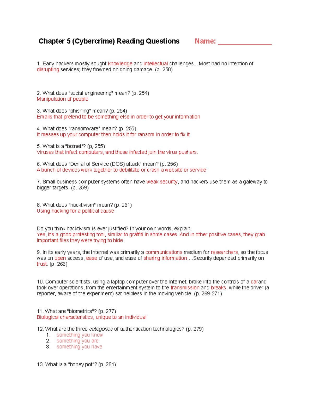 Chapter 5 Reading Questions - Chapter 5 (Cybercrime) Reading Questions ...