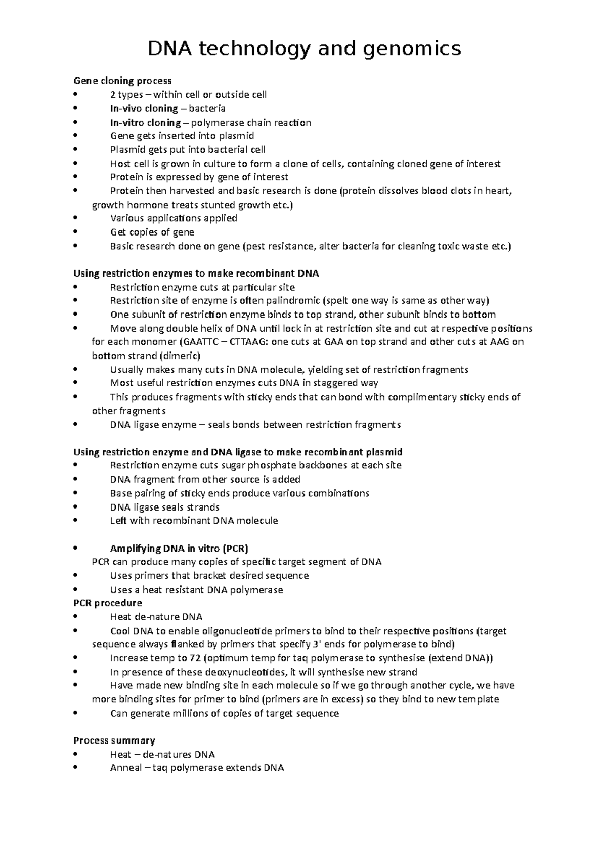 DNA technology and genomics - ) Various applications applied Get copies ...